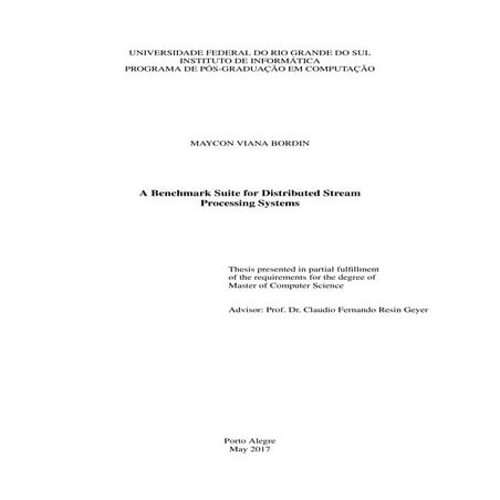 A Benchmark Suite For Distributed Stream Processing Systems Pdf