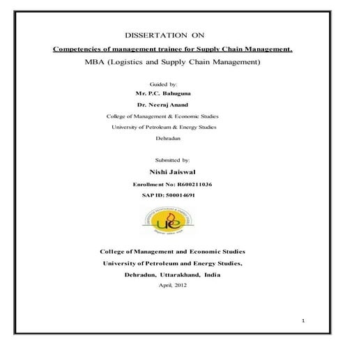 Dissertation on supplly chain management | DOC