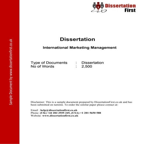 Dissertation International Marketing Management Sample | PDF
