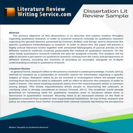 Dissertation Lit Review Sample | PDF