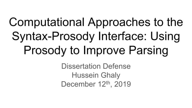 Computational Approaches To The Syntax Prosody Interface Using Prosody