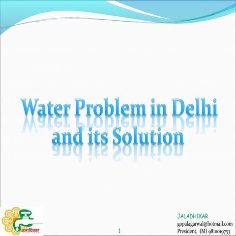 Water Problem in Delhi and its Solution- ppt | PPT