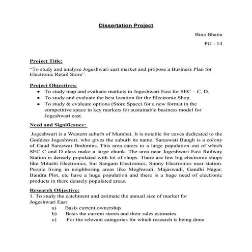 Dissertation project | PDF