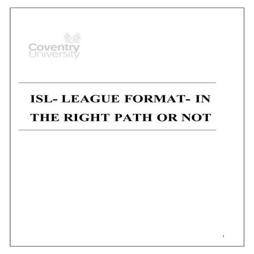 ISL- LEAGUE FORMAT- IN THE RIGHT PATH OR NOT | DOCX