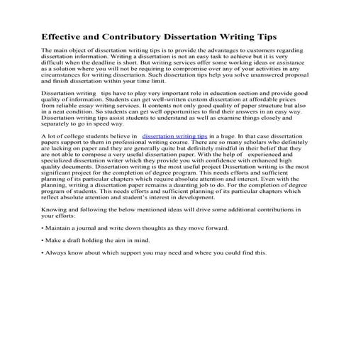 Dissertation writing tips | PDF | Postgraduate Education | College ...