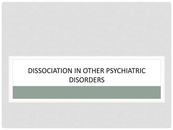 Dissociative Disorders | PPT