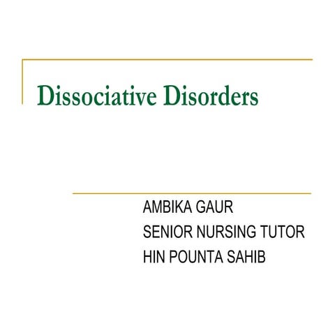 Dissociative disorders | PPT