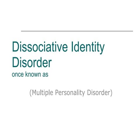 Dissociative Identity Disorder Mental Health Powerpoint Presentation | PPT