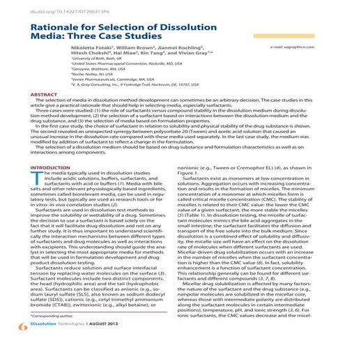 Dissolution And Surfactants Pdf
