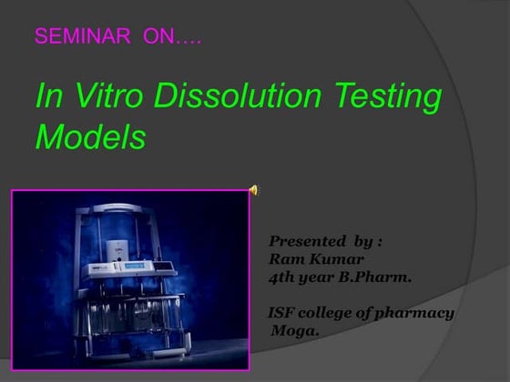 Dissolution Testing Apparatus | PPT
