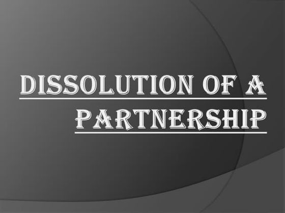 Dissolution of partnership | PDF
