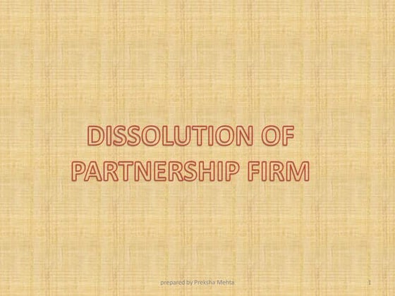 dissolution of partnership firm | PPT