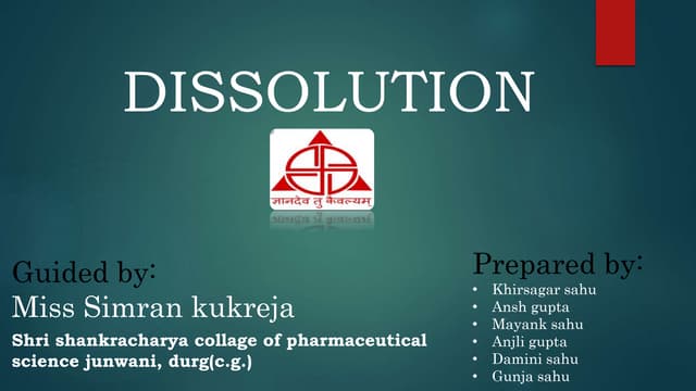 Disintegration and dissolution tests | PPTX