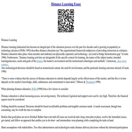 Distance Learning Essay | PPT