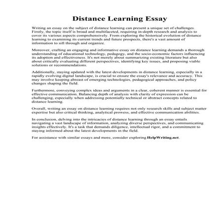 Distance Learning Essay | PDF | Radio Control | Hobbies & Interests