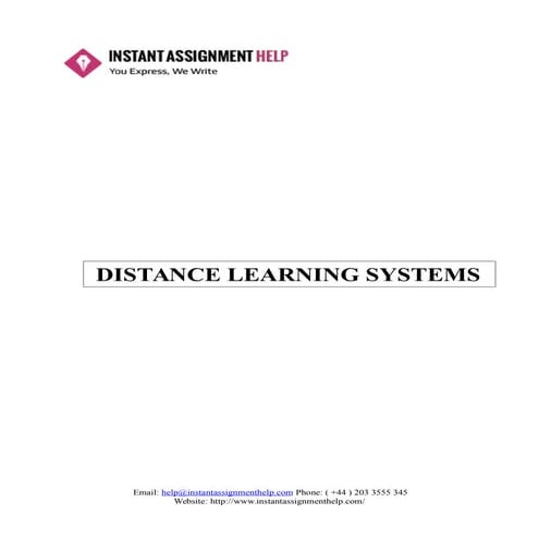 Distance Learning System Assignment Sample | PDF | Online Education ...