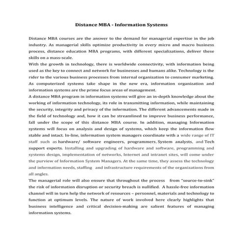 MBA in Information Technology Management | PPT
