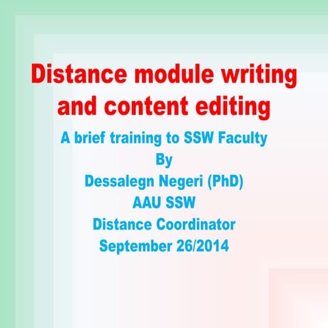 Distance module writing and content editing | PPT