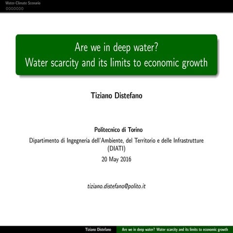 Are We deep in water? Water Scarcity and it's limit to economic growth ...