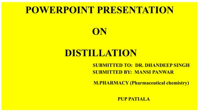 Pharmaceutical engineering: Distillation | PDF