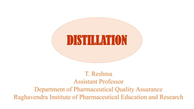 Pharmaceutical engineering: Distillation | PDF