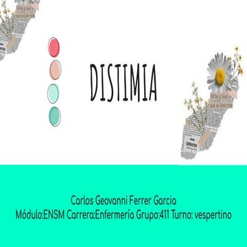 Presentación de la enfermedad Distimia y su tratamiento | PDF