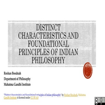 Distinct characteristics and foundational principles of Indian ...