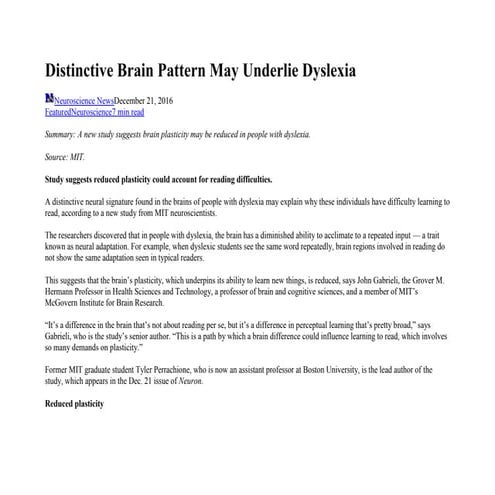 SUBTYPES OF DEVELOPMENTAL DYSLEXIA | PDF