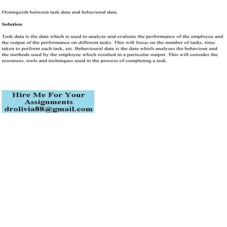 Distinguish between task data and behavioral dataSolutionTask .pdf