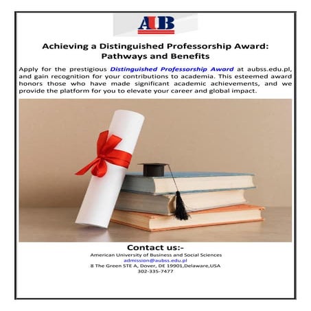 Achieving a Distinguished Professorship Award: Pathways and Benefits | PDF