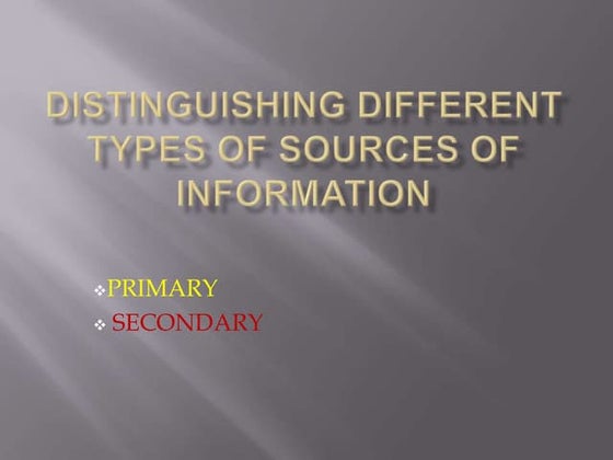 Types of Information Sources | PPTX