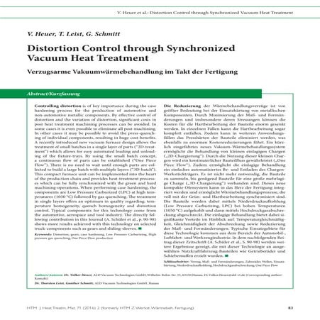Distortion Control with Synchronized Vacuum Heat Treatment | PDF