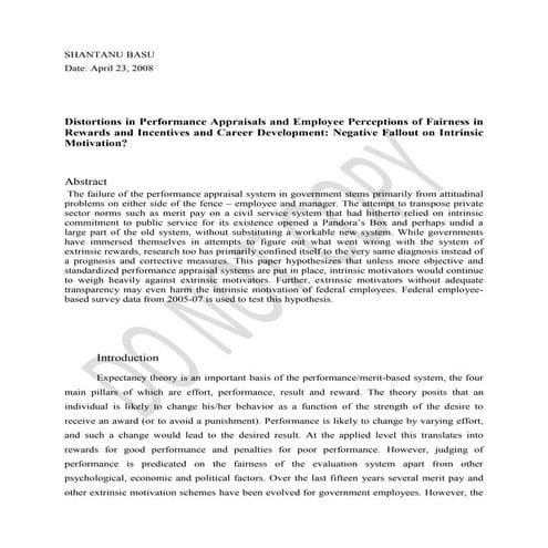 Distortions in performance appraisals and employee perceptions of fairness in rewards and ...