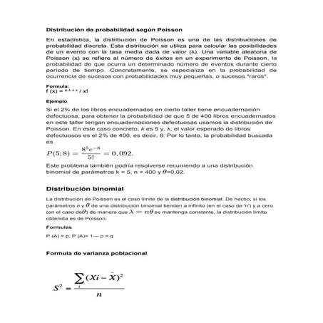 Distribución de probabilidad según poisson | DOCX