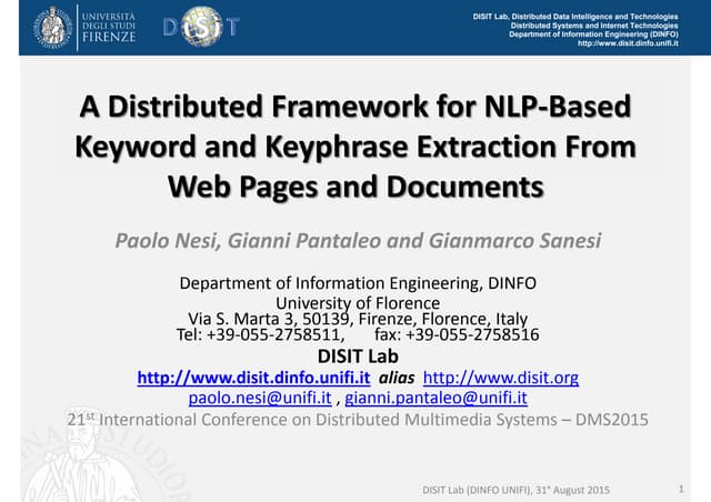 Nlp On Hadoop A Distributed Framework For Nlp Based Keyword And Keyphrase Extraction From Web