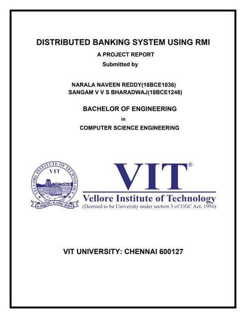Distributed banking system using rmi project | PDF Distributed banking system using rmi project | PDF