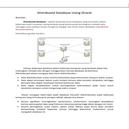 Distributed Database Using Oracle Doc 5685