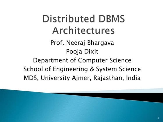 Distributed Database Management System Ppt 
