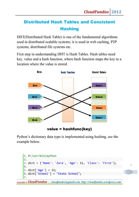 Distributed Hash Table and Consistent Hashing | PDF Distributed Hash Table and Consistent Hashing | PDF
