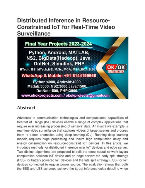 Distributed Inference in Resource-Constrained IoT for Real-Time Video ... Distributed Inference in Resource-Constrained IoT for Real-Time Video ...