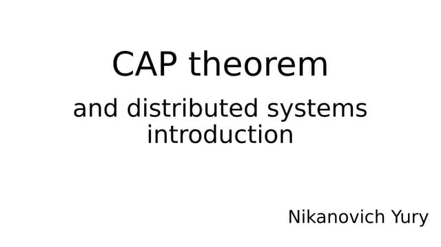 Cap Theorem And Distributed Systems Pdf Operating Systems Computer Software And Applications