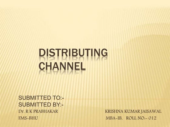 Distribution Channel In FMCG | PPT