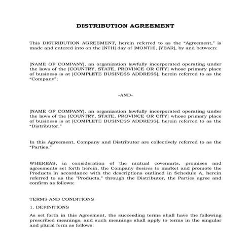 DISTRIBUTION AGREEMENT | PDF