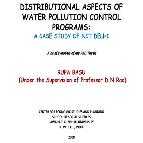 Distributional aspects of water pollution control programs delhi | PPT
