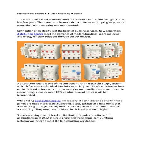 Distribution boards & switch gears by v guard | DOC