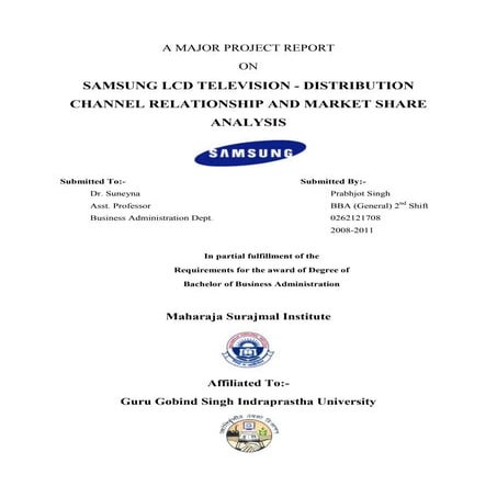 SAMSUNG LCD TELEVISION - DISTRIBUTION CHANNEL RELATIONSHIP AND MARKET ...