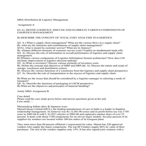 Distribution & Logistics Management | PDF