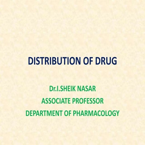 Distribution of drug | PPTX | Chemistry | Science