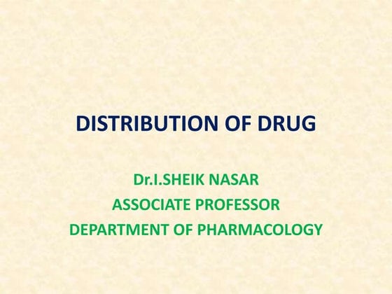 Biopharmaceutics drug distribution in the body | PPT