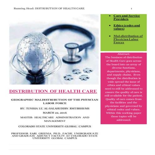 Distribution of health care | PDF